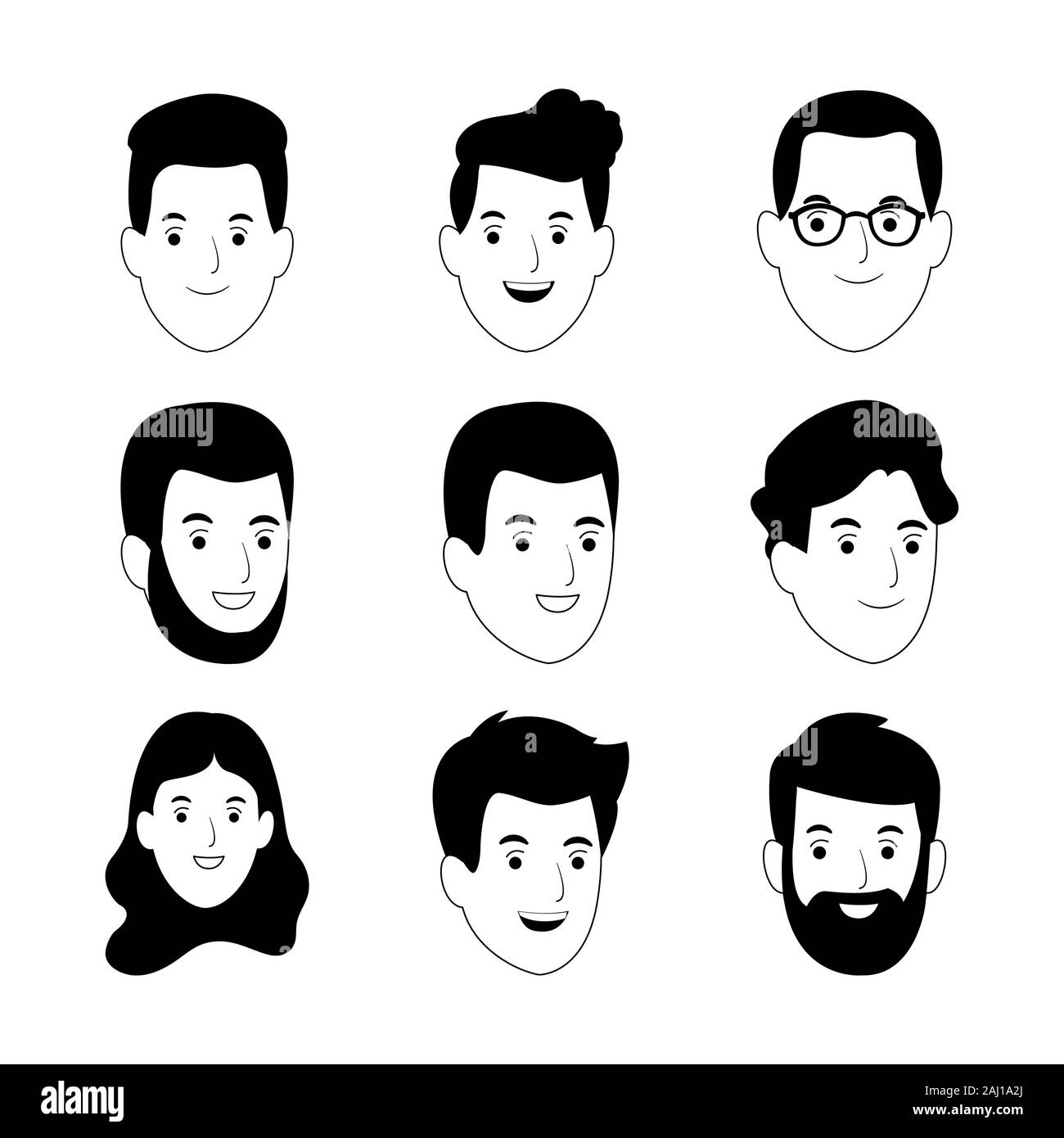 cartoon people faces smiling icon set Stock Vector Image & Art - Alamy
