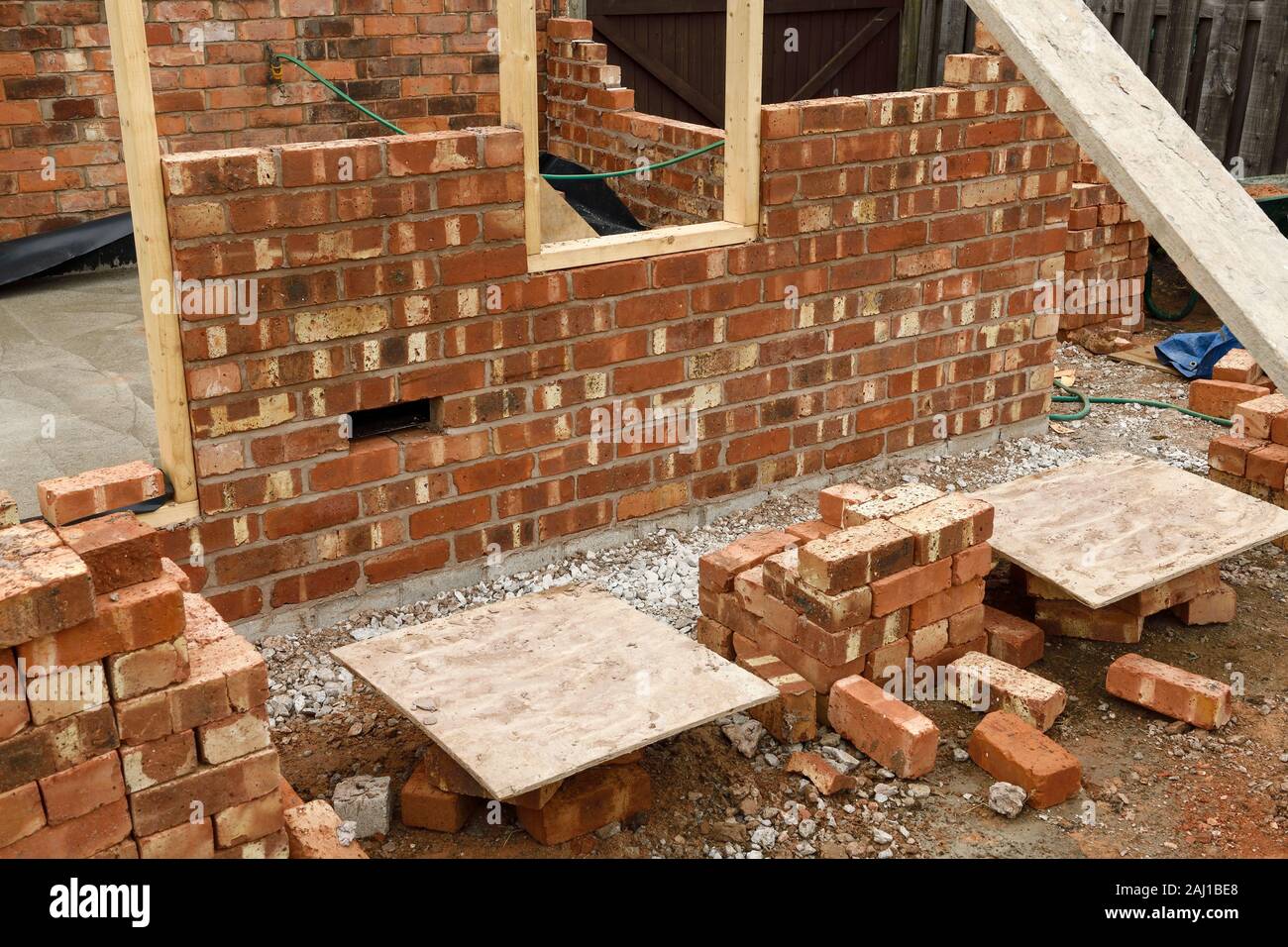 A partially built rear extension project at a house in Cheshire UK ...