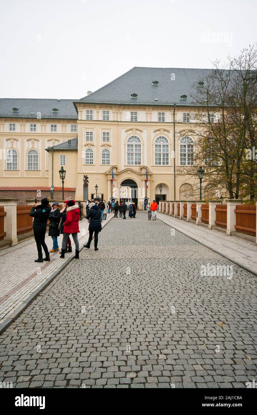 Powder Bridge Prague Castle Hradcany Castle Looking towrds the Entrance ...
