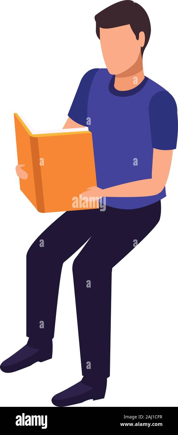 Man Sitting Reading A Book Colorful Design Stock Vector Image And Art