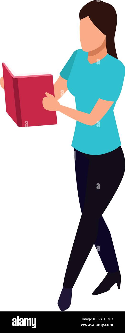 Woman standing reading book Stock Vector Images - Alamy