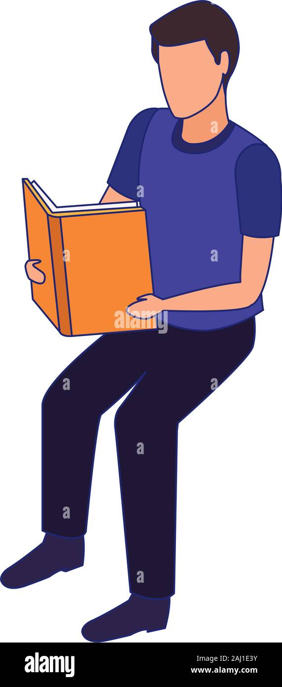 man sitting reading a book, colorful design Stock Vector Image & Art ...