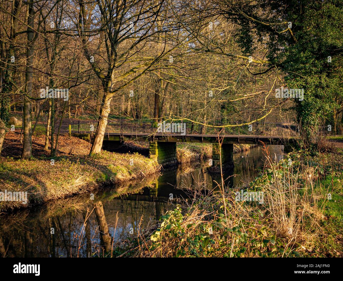 Bridge over river Dearne, Yorkshire Sculpture Park, UK Stock Photo - Alamy