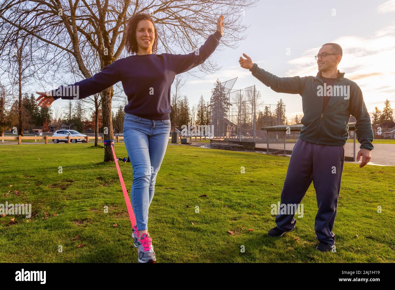 Slackline and park hi-res stock photography and images - Alamy