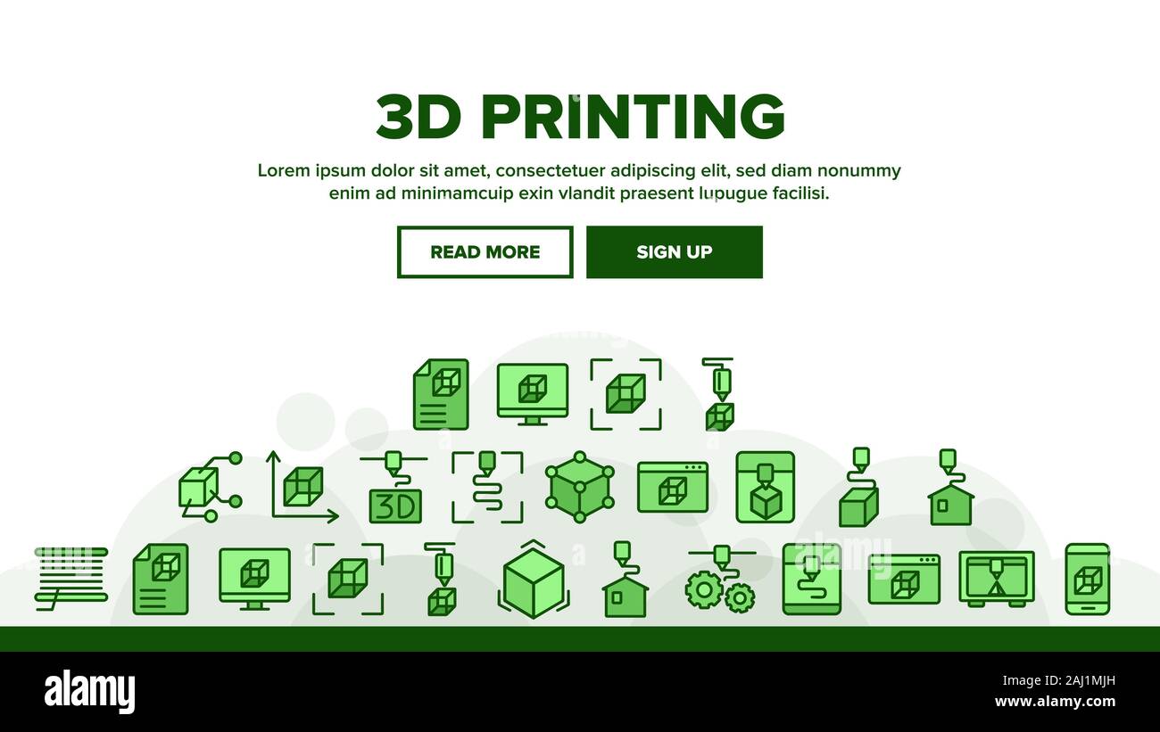 3d Printing Processing Landing Header Vector Stock Vector Image & Art ...