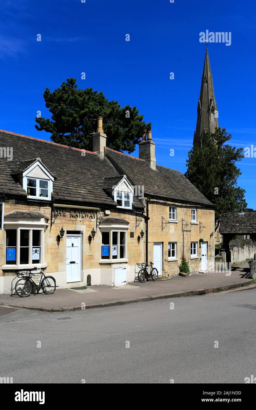 Street view with St Marys church, Ketton village, Rutland County ...