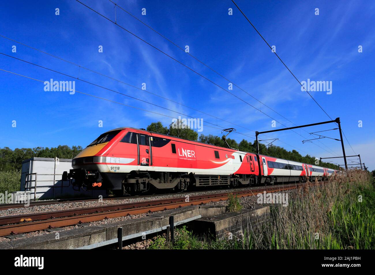 91118 LNER train, London and North Eastern Railway, East Coast Main Line Railway, Grantham ...