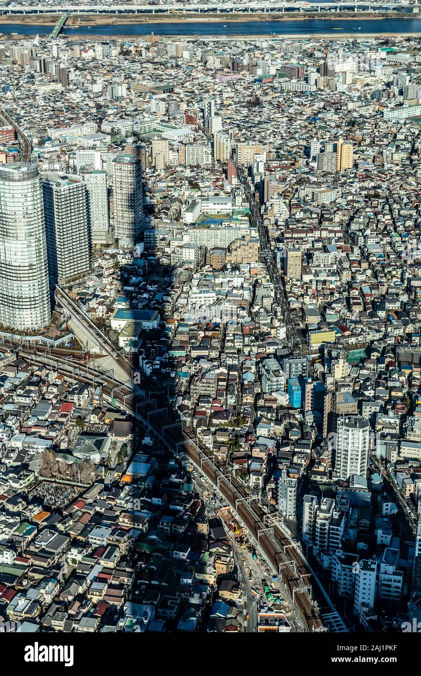 Bird's eye view of Tokyo cityscape, Japan Stock Photo - Alamy