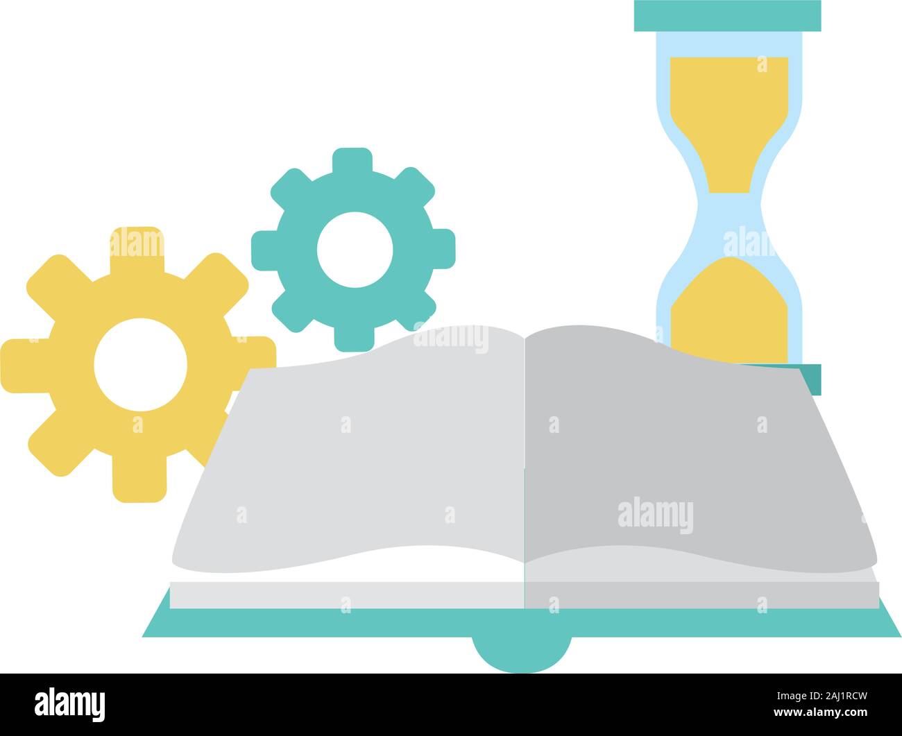 book, gear wheels and hourglass Stock Vector Image & Art - Alamy