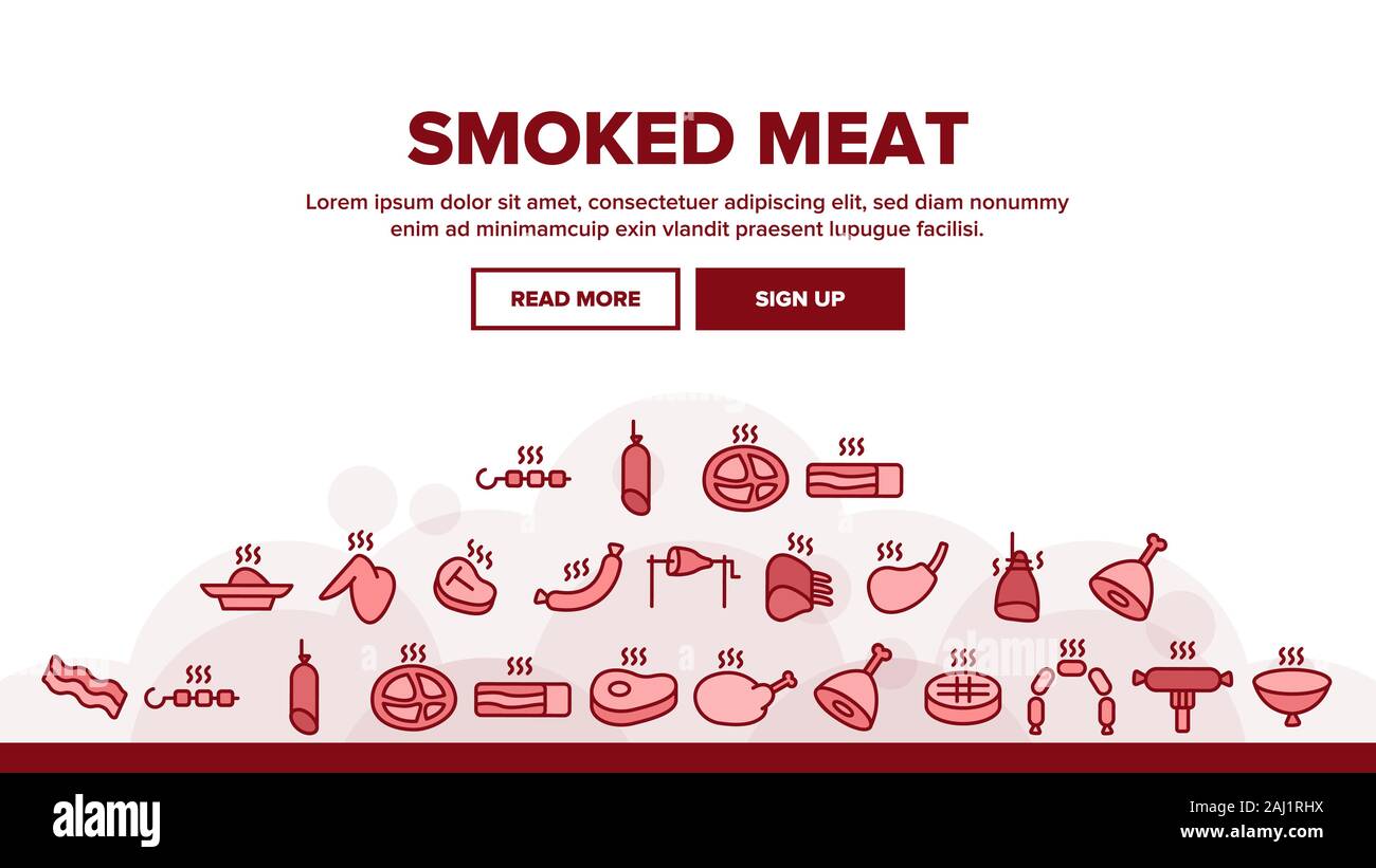 Smoked Meat Barbecue Landing Header Vector Stock Vector Image & Art - Alamy