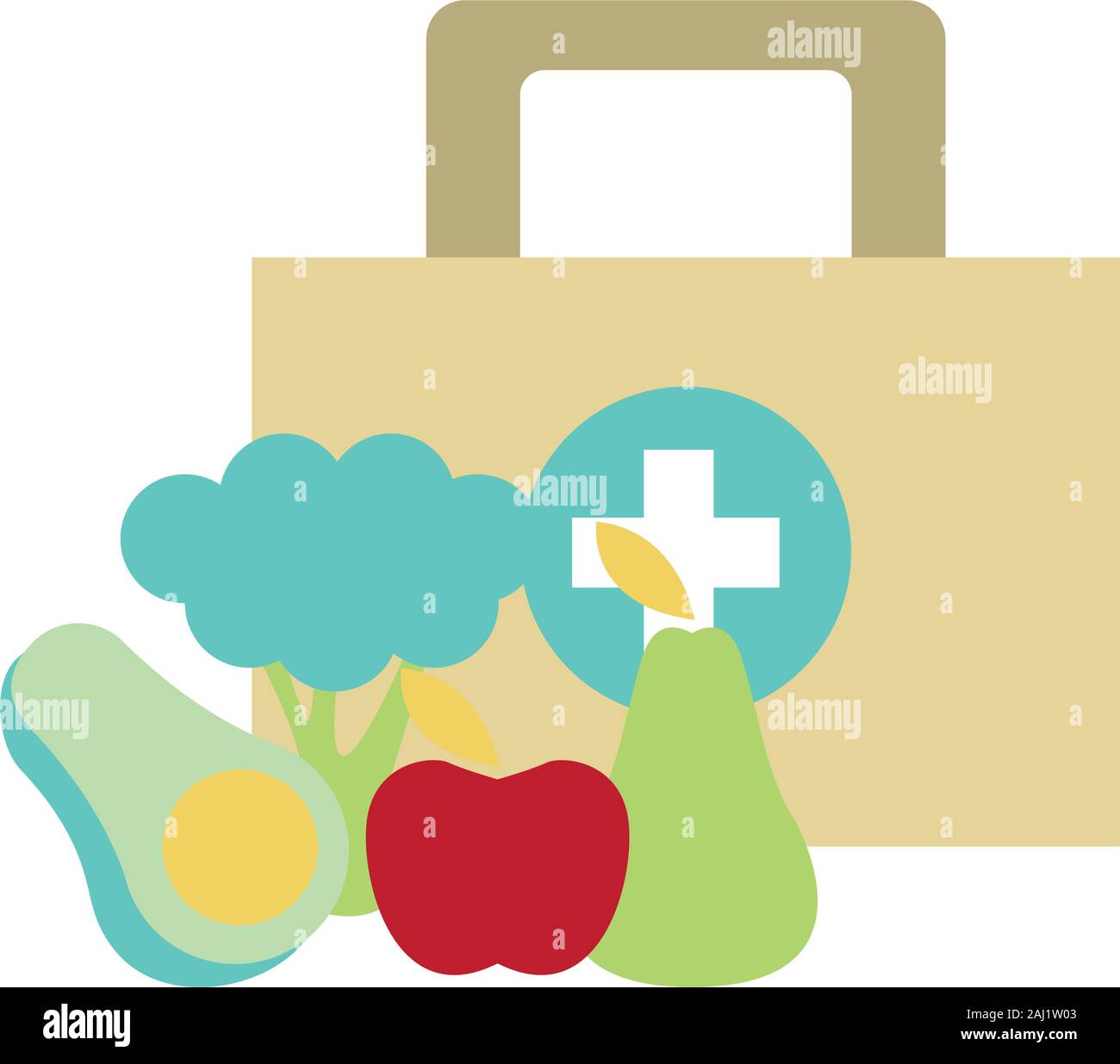 first aid kit and healthy vegetables and fruits Stock Vector Image ...