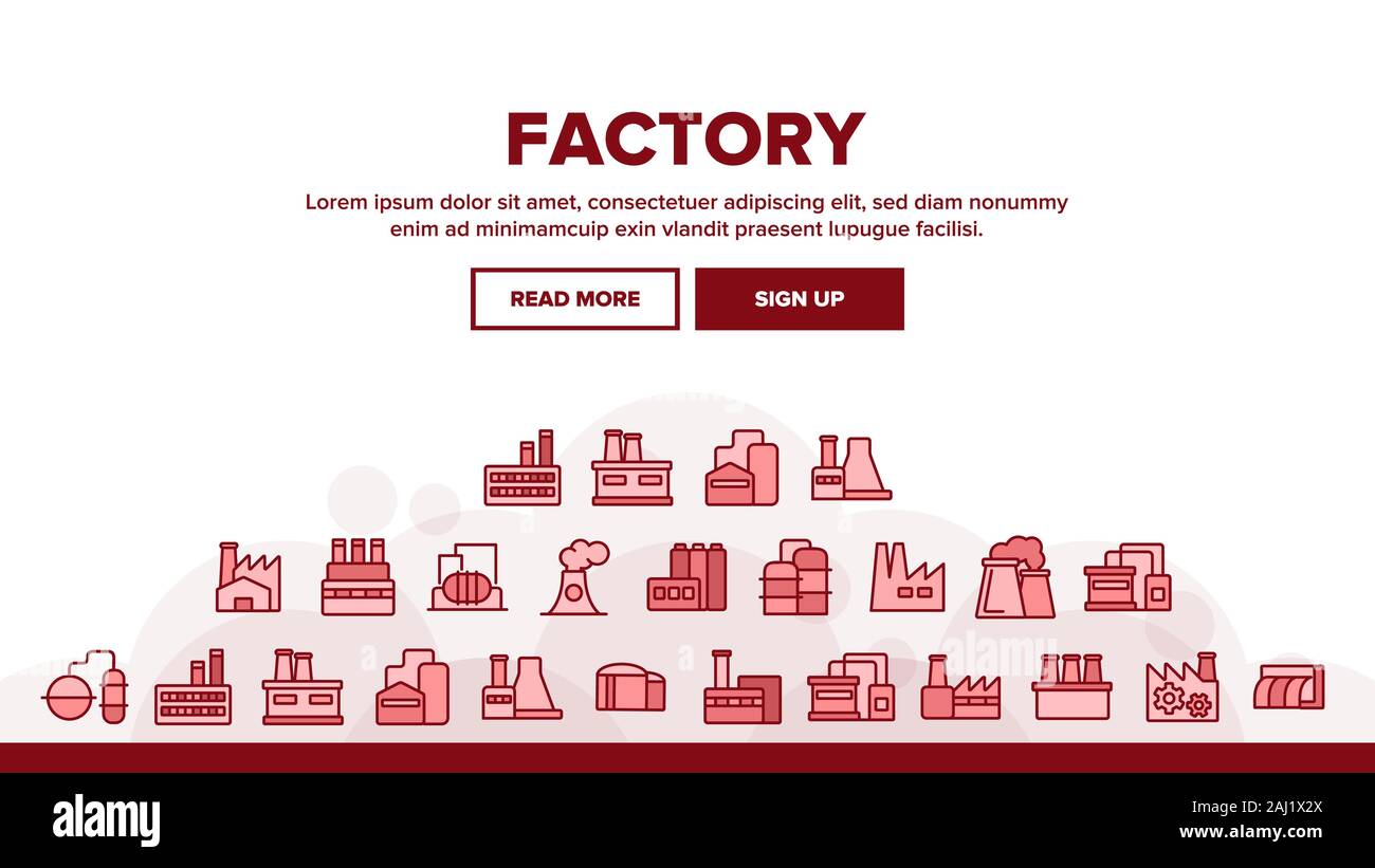 Factory production process icons infographic hi-res stock photography ...