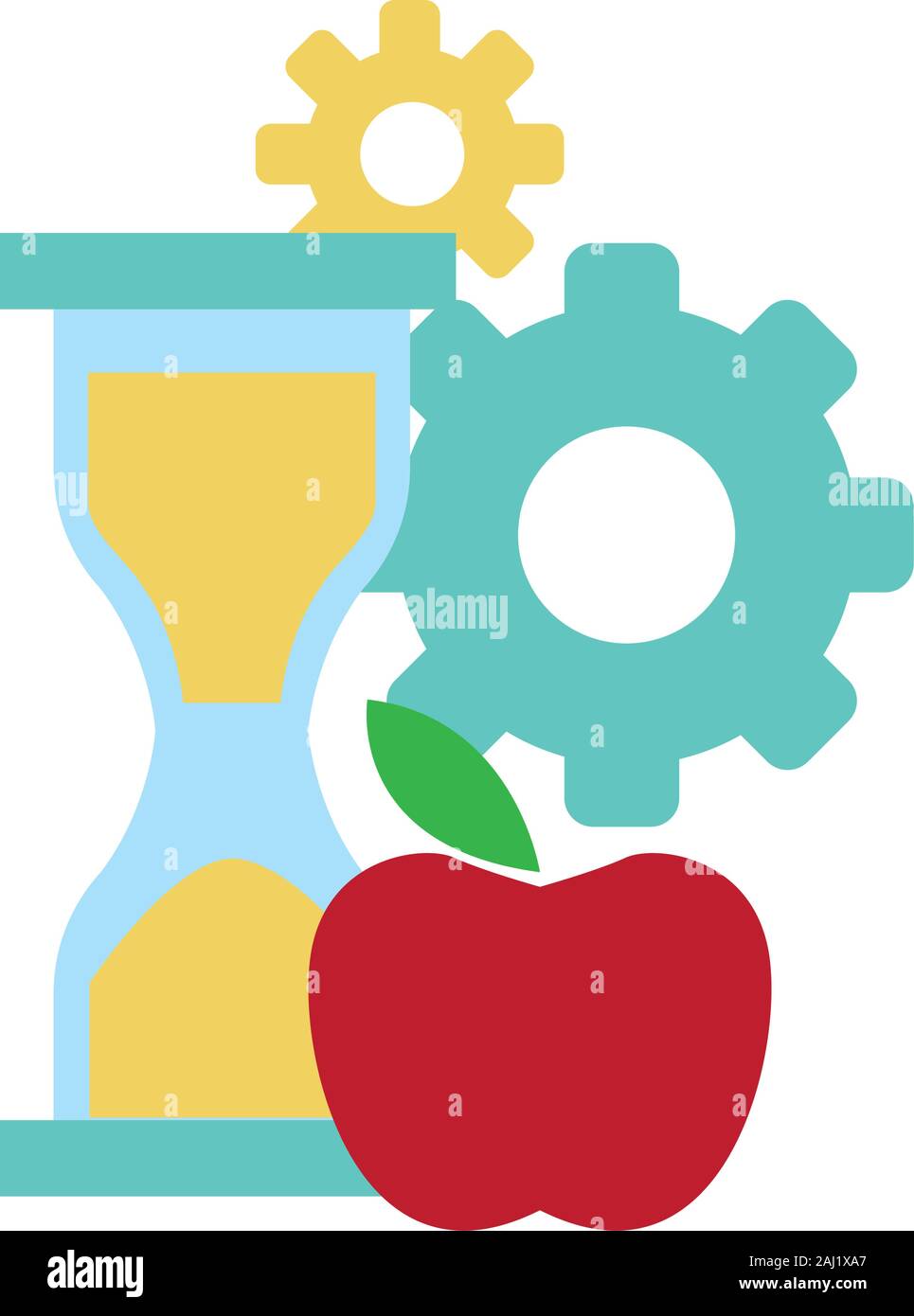 hourglass, gear wheels and apple Stock Vector Image & Art - Alamy