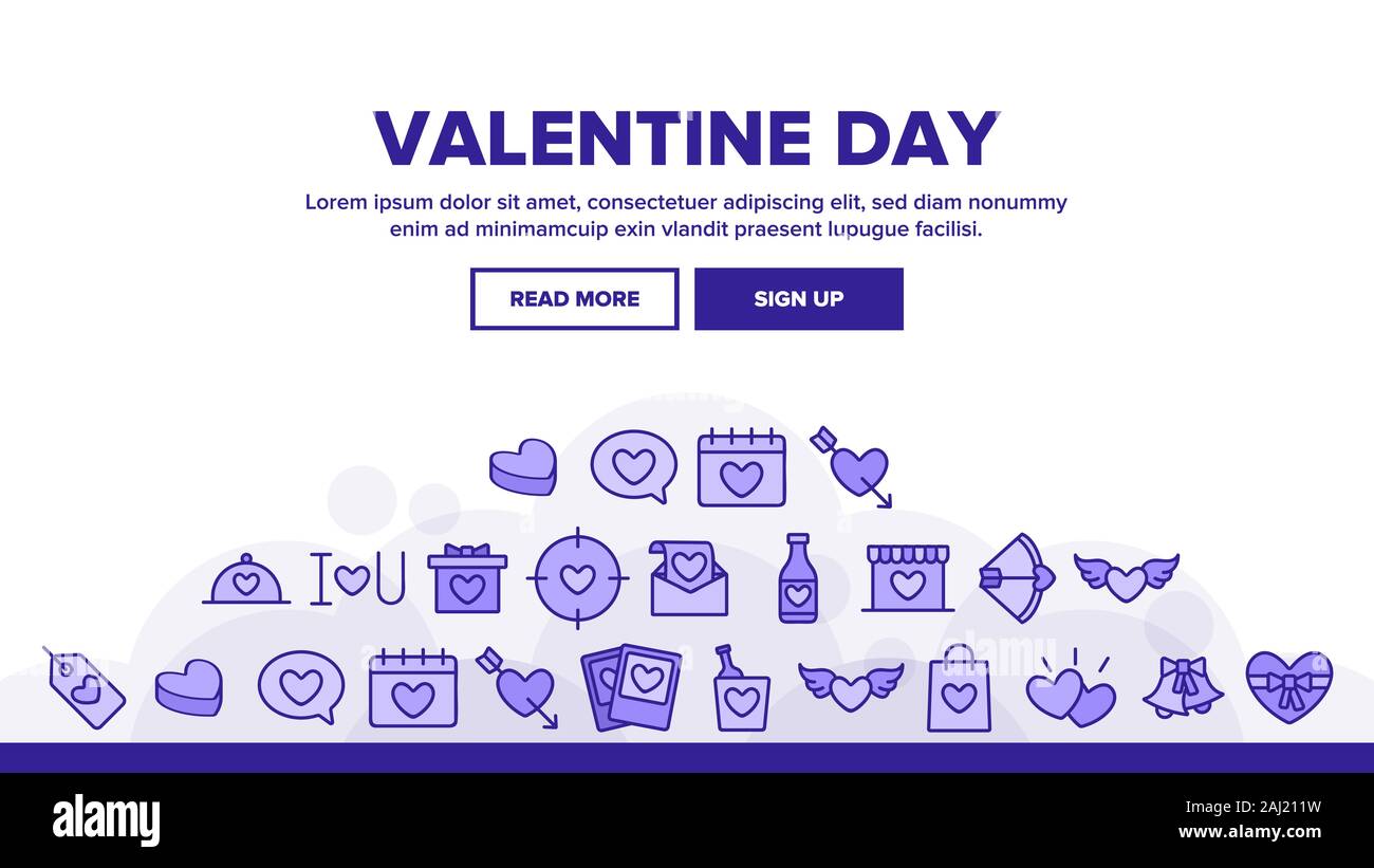 Valentine Day Romantic Landing Header Vector Stock Vector Image And Art