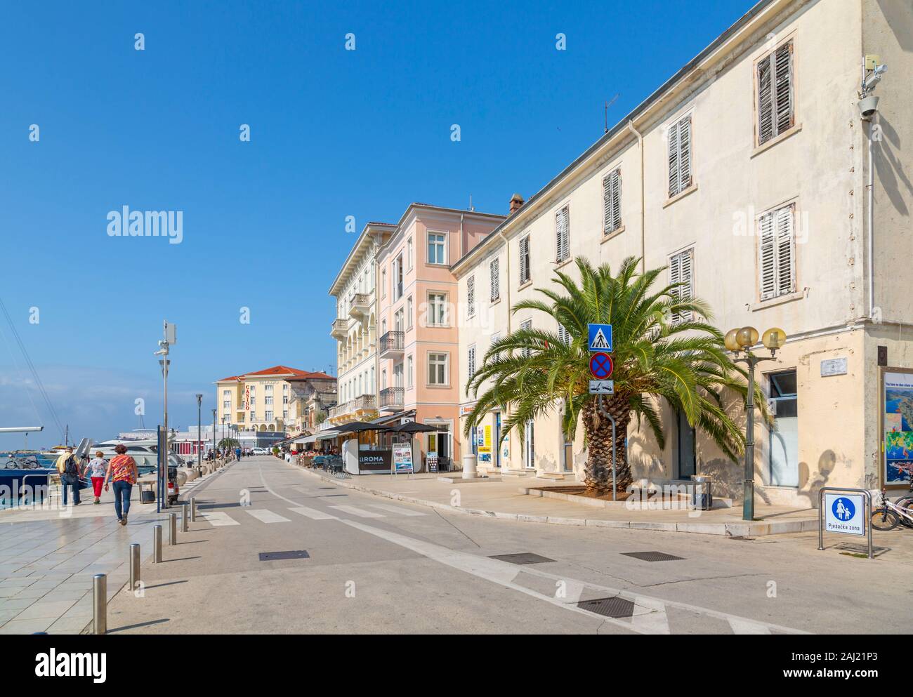 View of cafe restaurant Old Town of Porec and Adriatic Sea, Porec ...