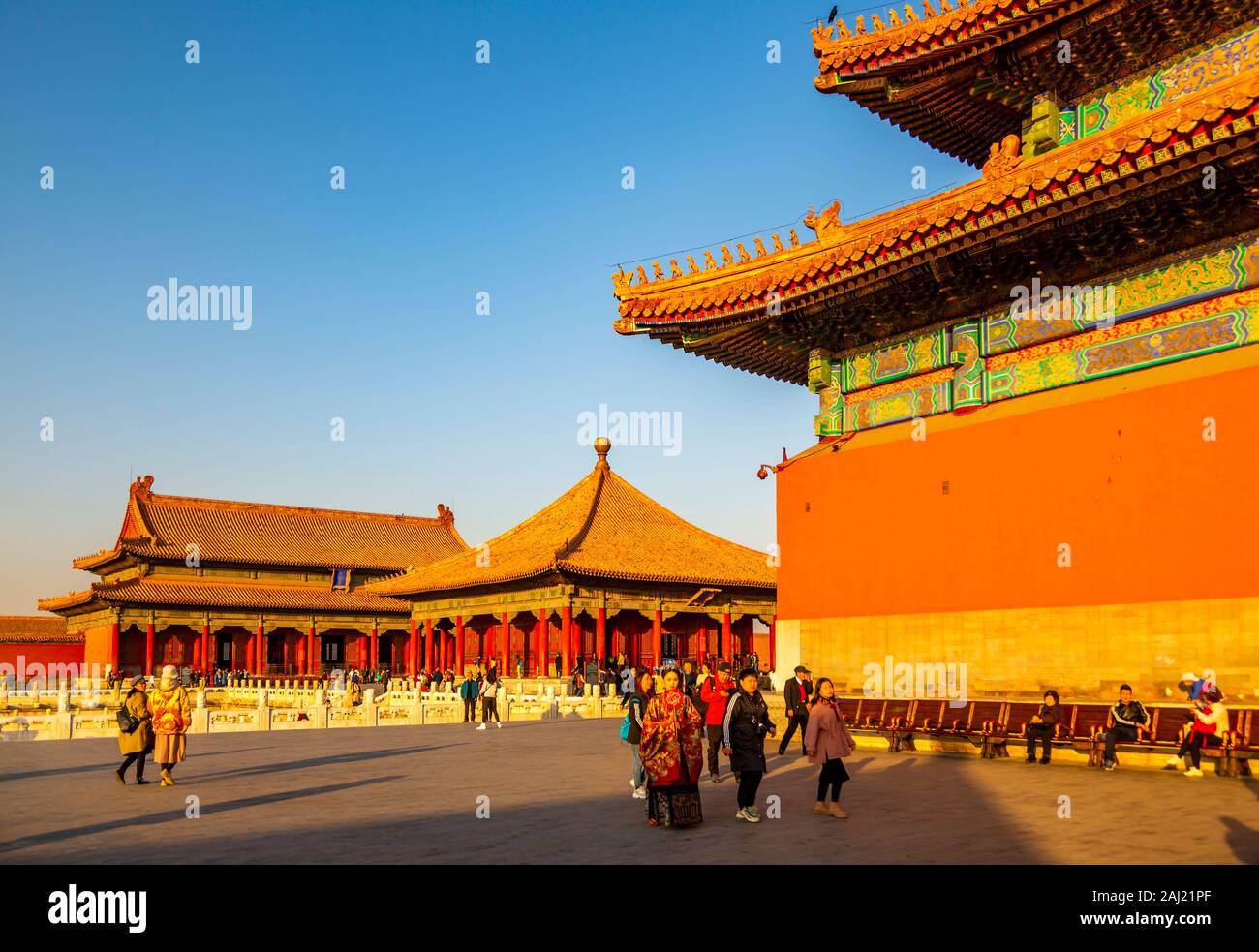 View inside the Forbidden City at sunset, UNESCO, Xicheng, Beijing ...