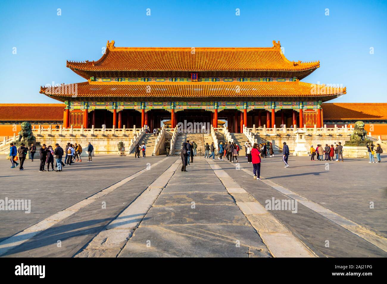 View inside the Forbidden City at sunset, UNESCO, Xicheng, Beijing ...