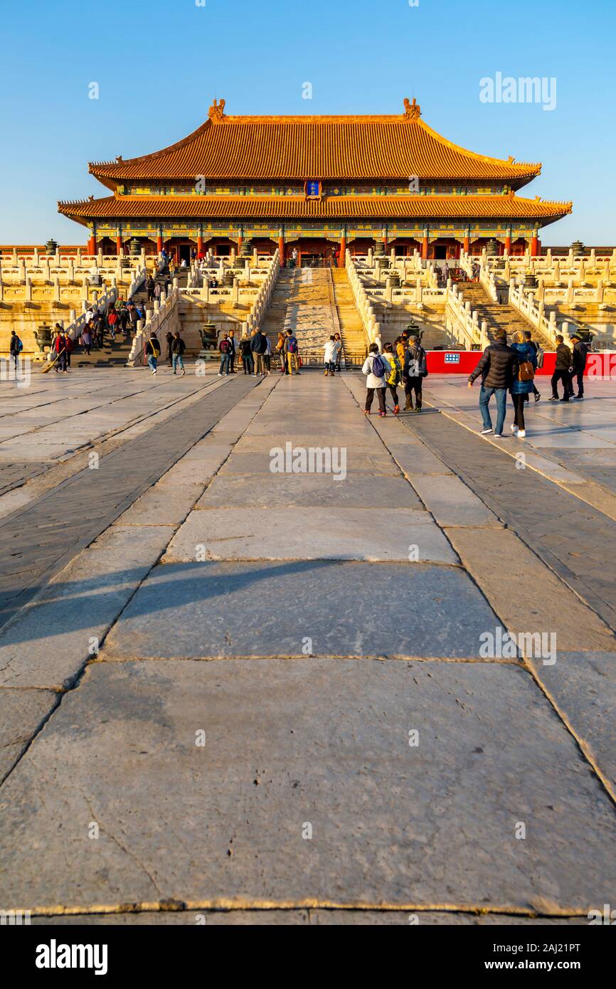 View inside the Forbidden City at sunset, UNESCO, Xicheng, Beijing ...