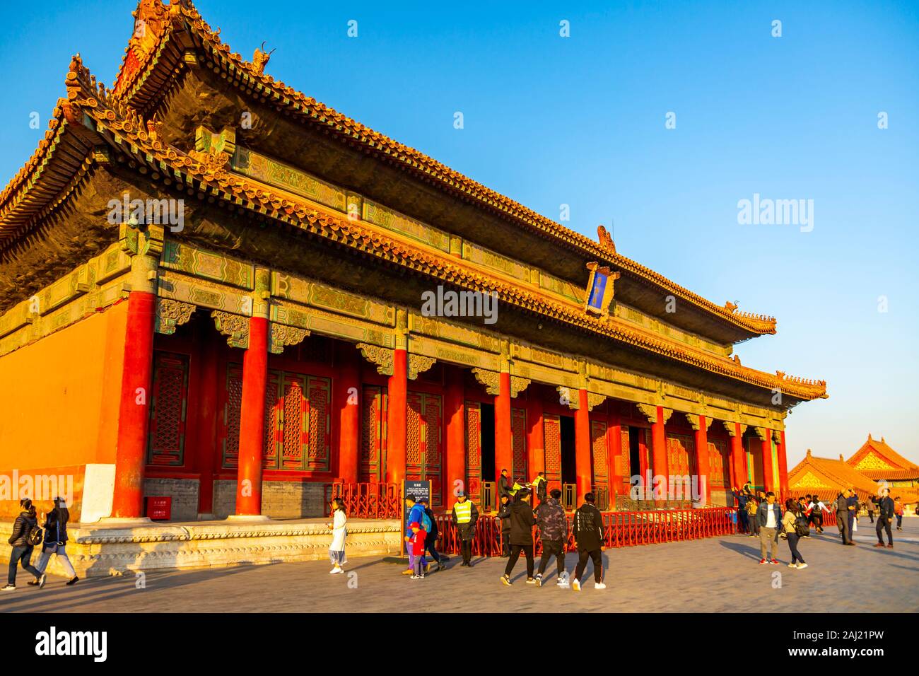 View inside the Forbidden City at sunset, UNESCO, Xicheng, Beijing ...