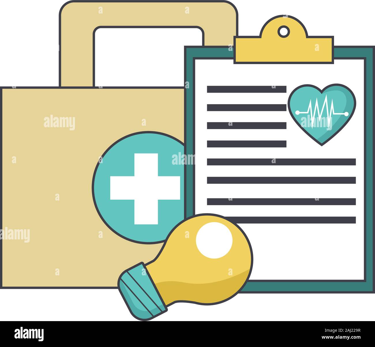 medical report, light bulb and first aid kit Stock Vector Image & Art ...
