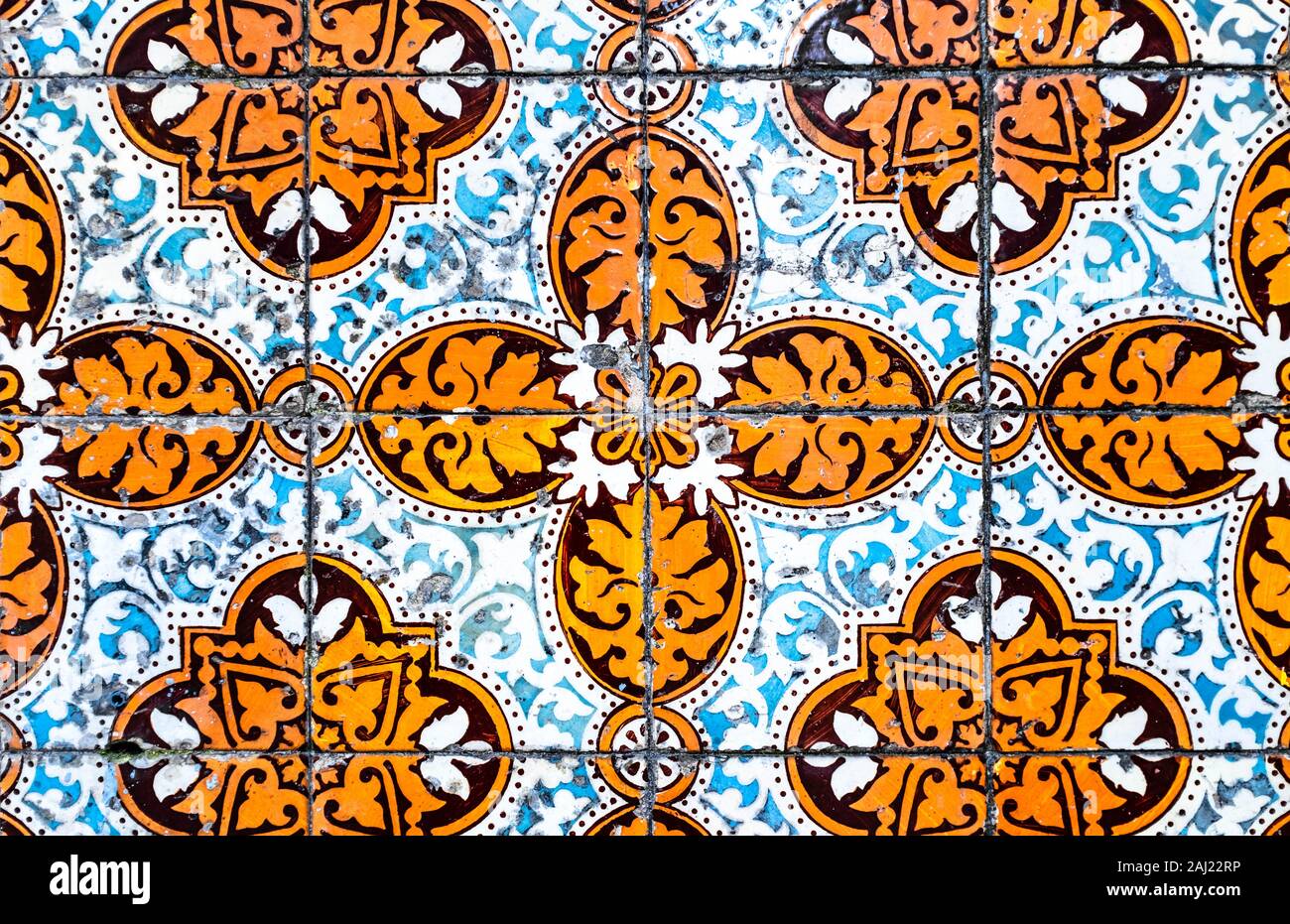 Blue And Orange Patterned Tiles