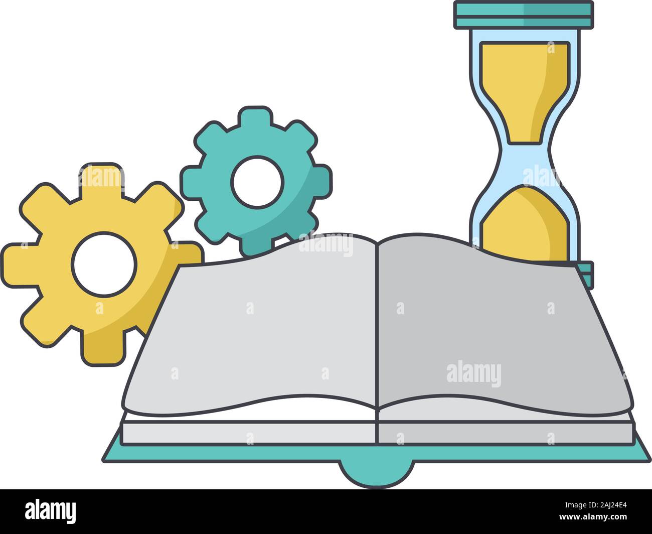 book, gear wheels and hourglass Stock Vector Image & Art - Alamy