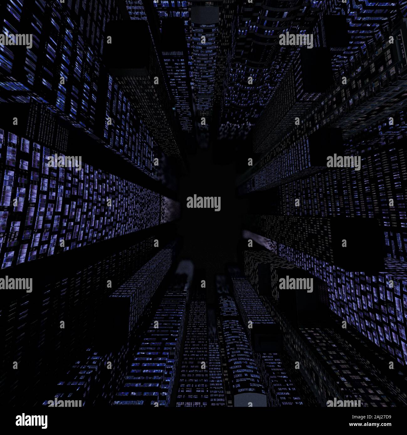 Background of skyscrapers at night. Top view. 3d rendering Stock Photo ...