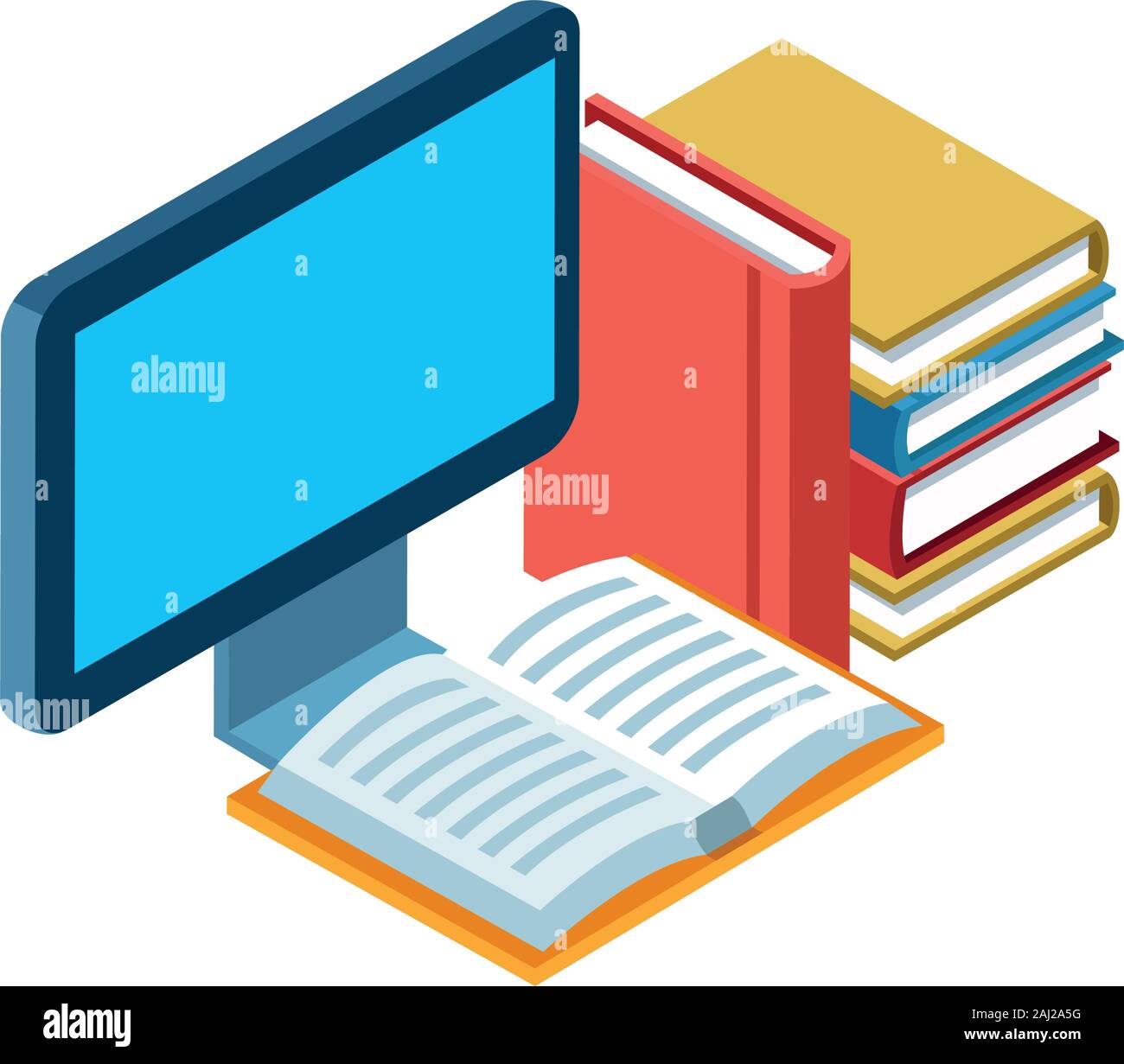 academic books and computer screen Stock Vector Image & Art - Alamy