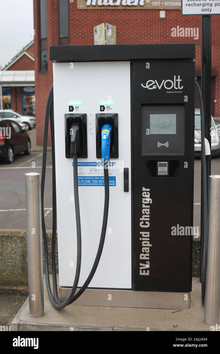 Evolt electric vehicle charging point, Wickford, Essex, UK Stock Photo ...