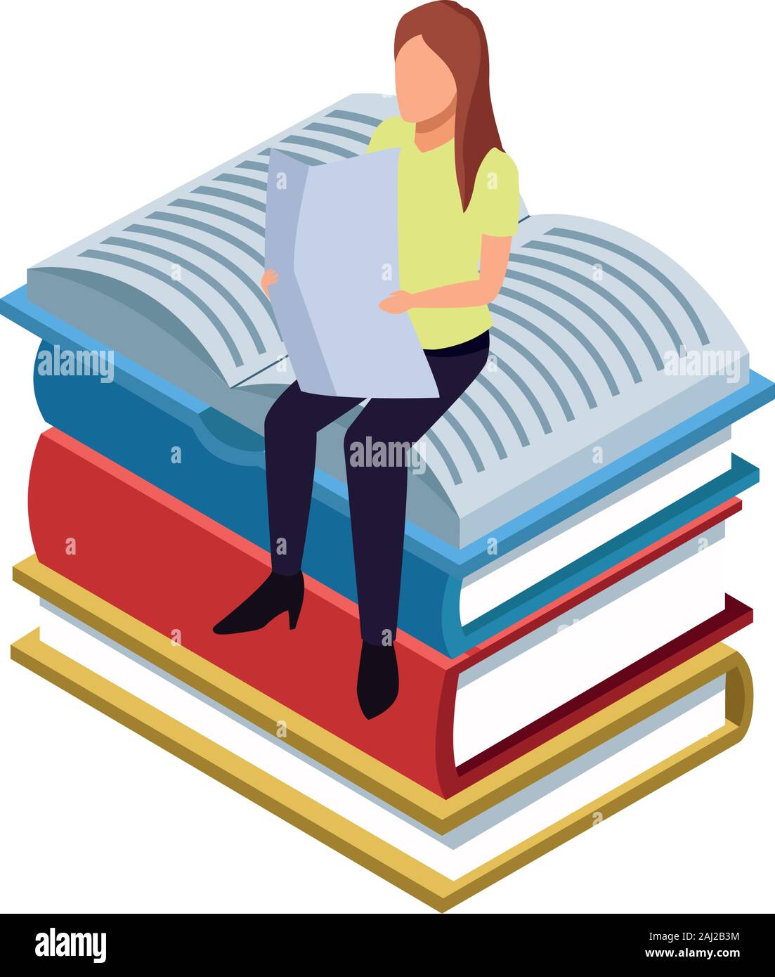 Woman reading newspaper sitting Cut Out Stock Images & Pictures - Alamy