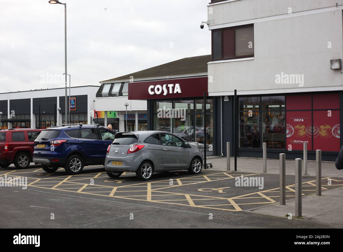 View of Costa cafe shop from across the car park at Pitsea, Essex Stock ...