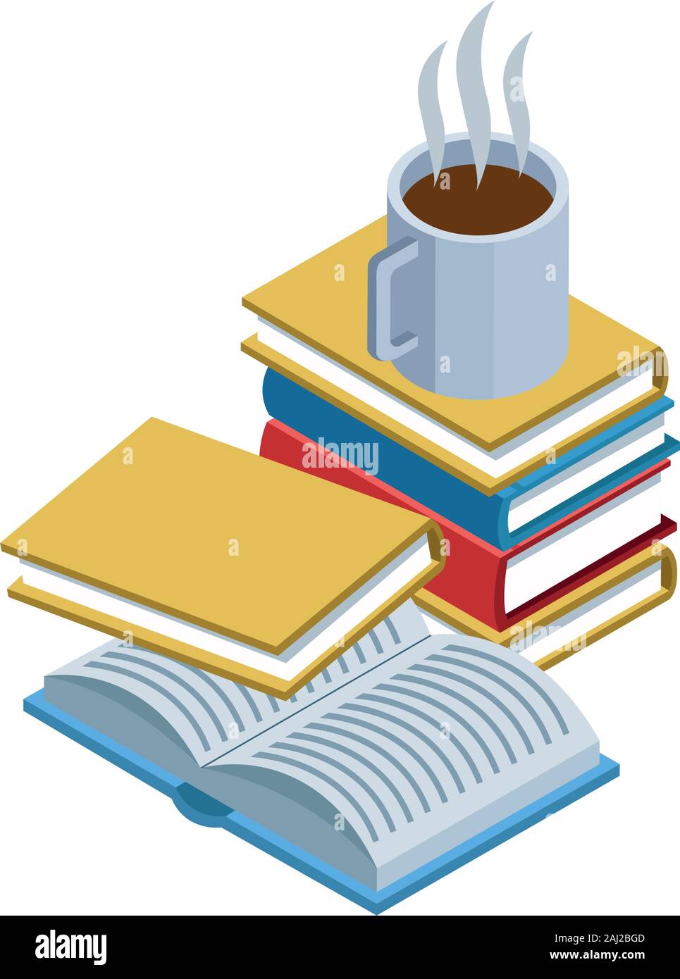 Cup hot coffee books Stock Vector Images - Alamy