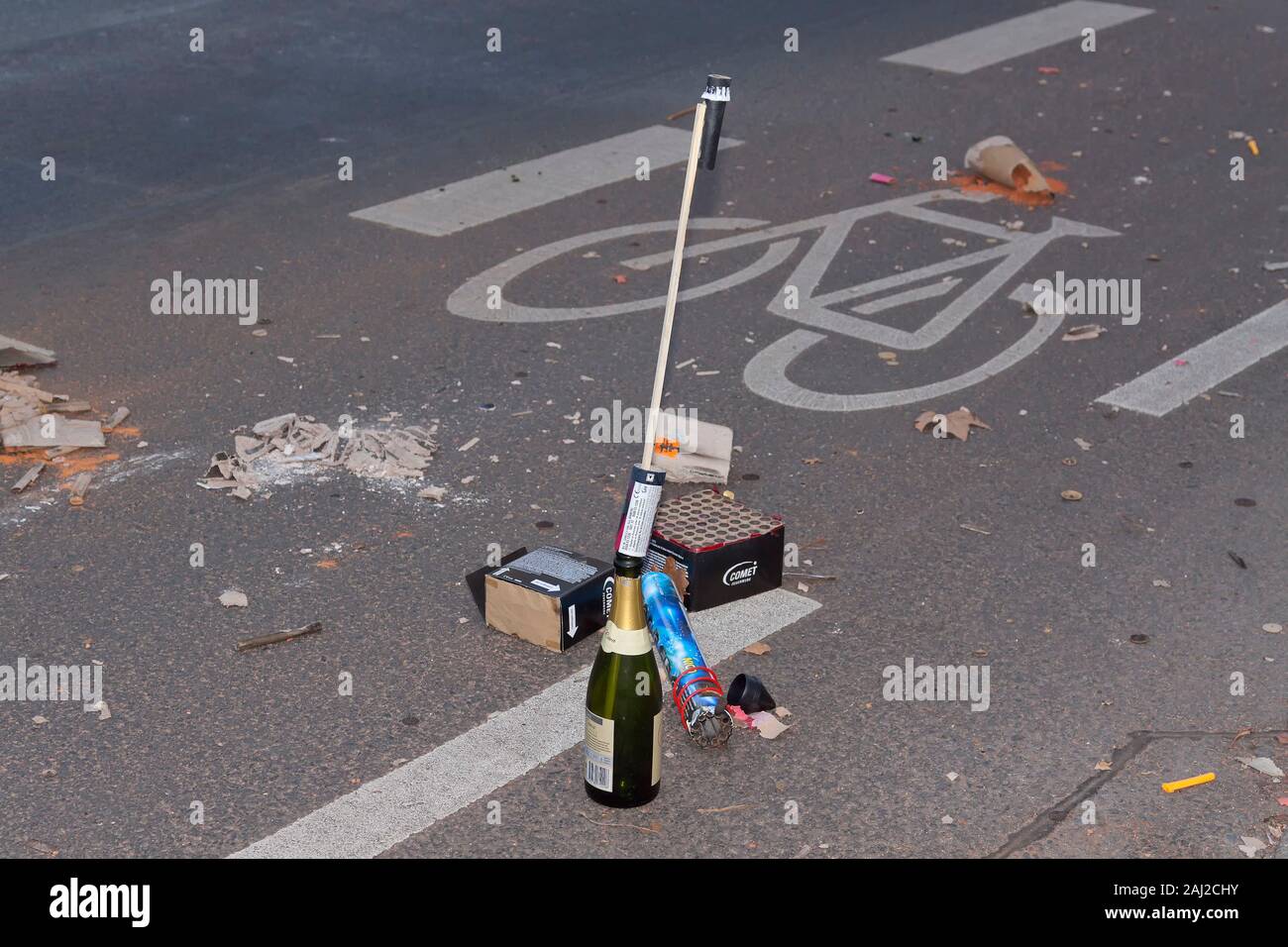 One day after New Year's Eve fireworks Stock Photo - Alamy
