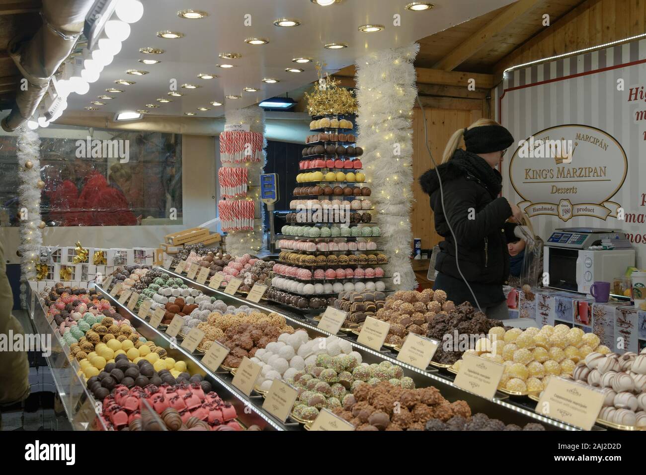 Budapest Hungary food market with local vendors at St Stephen square ...