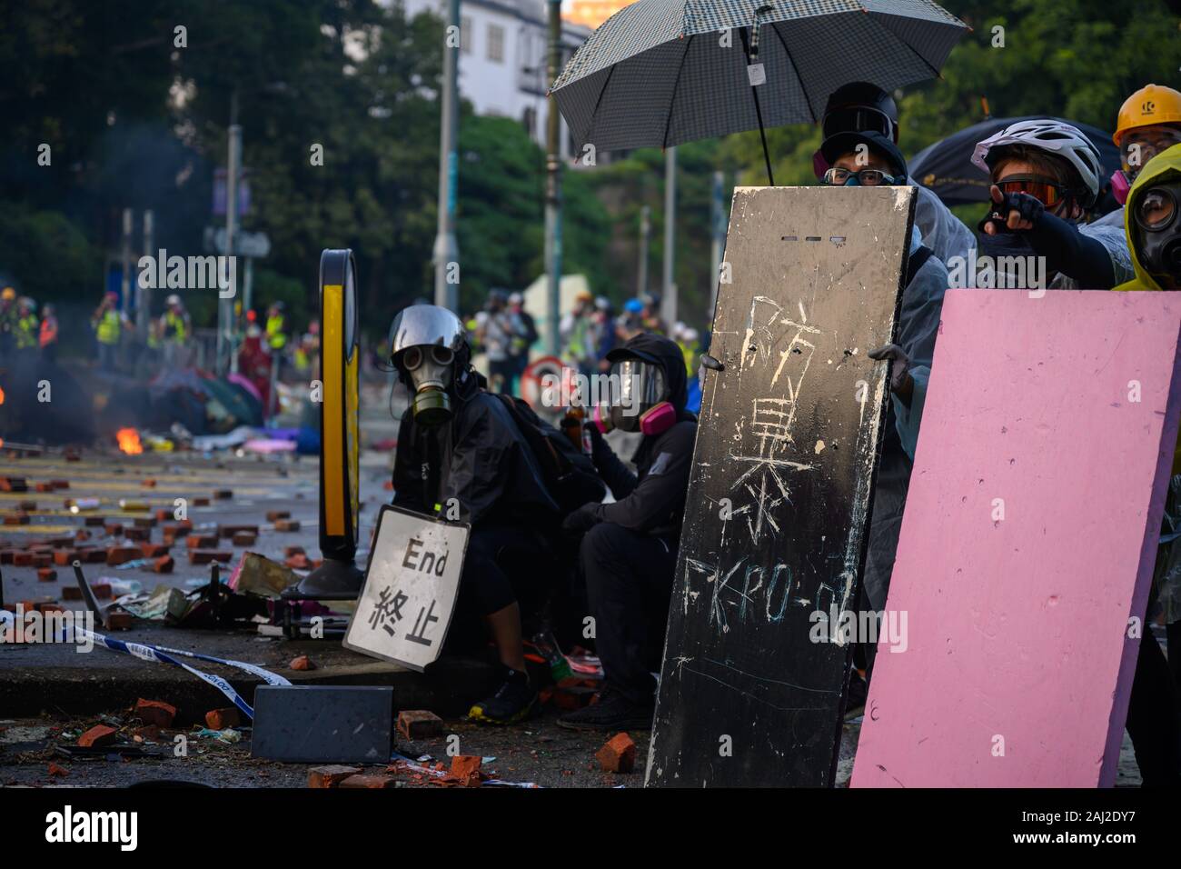 PolyU, Hong Kong - Nov 17, 2019: The first day of the Siege of PolyU ...