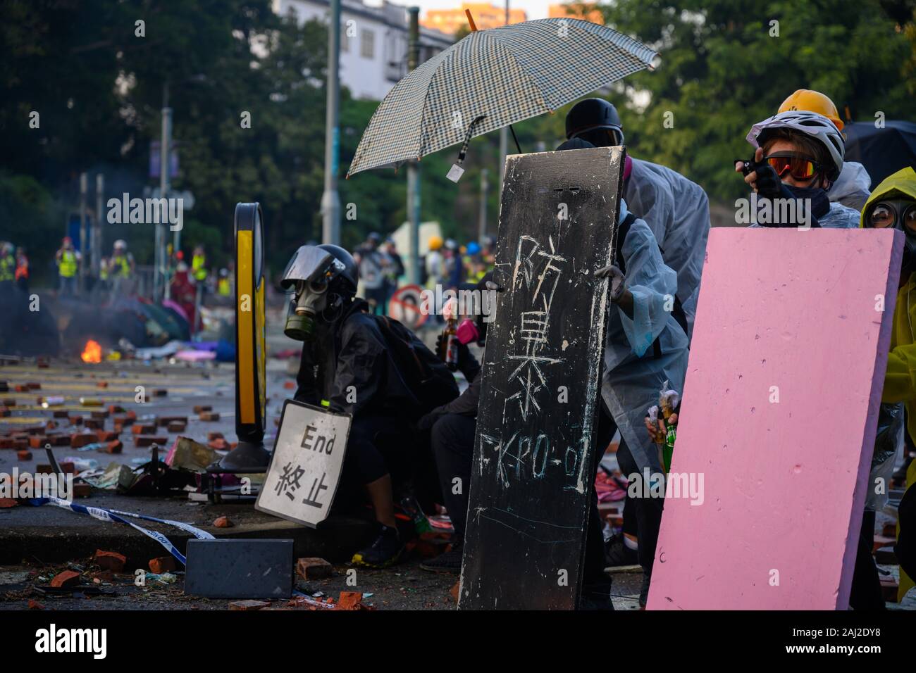 PolyU, Hong Kong - Nov 17, 2019: The first day of the Siege of PolyU ...