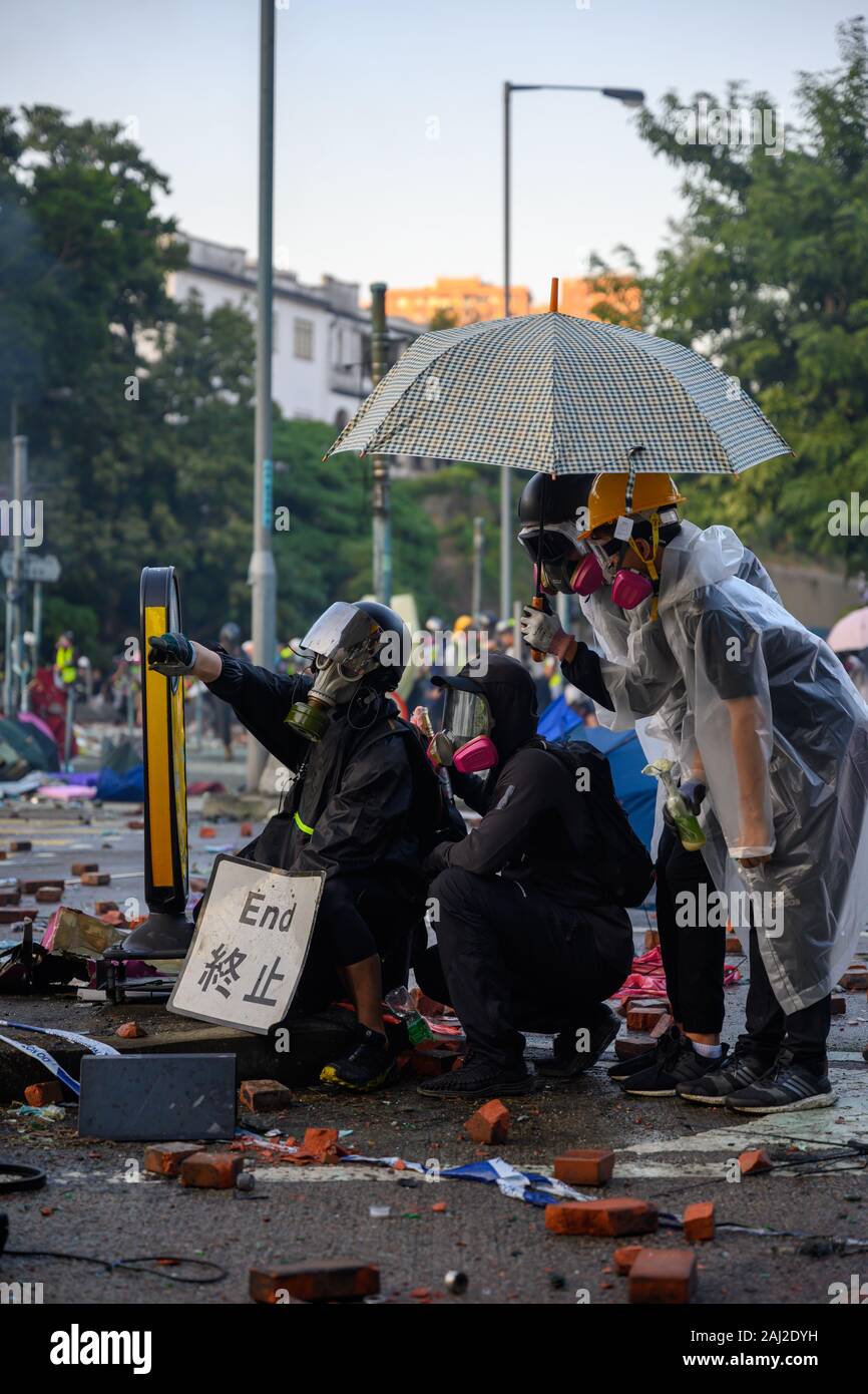 PolyU, Hong Kong - Nov 17, 2019: The first day of the Siege of PolyU ...