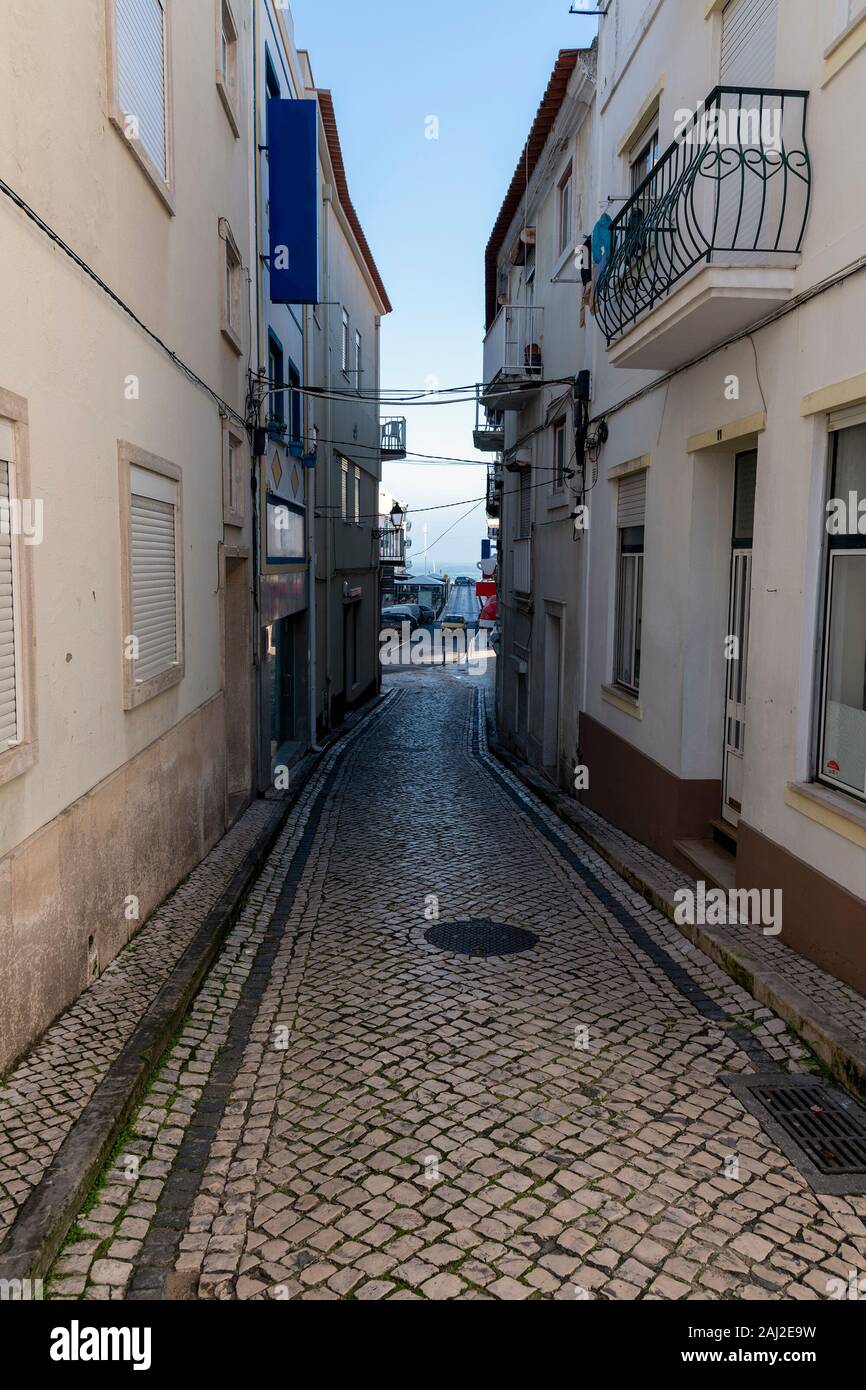 Nazare city street at Atlantic ocean, Portugal Stock Photo - Alamy