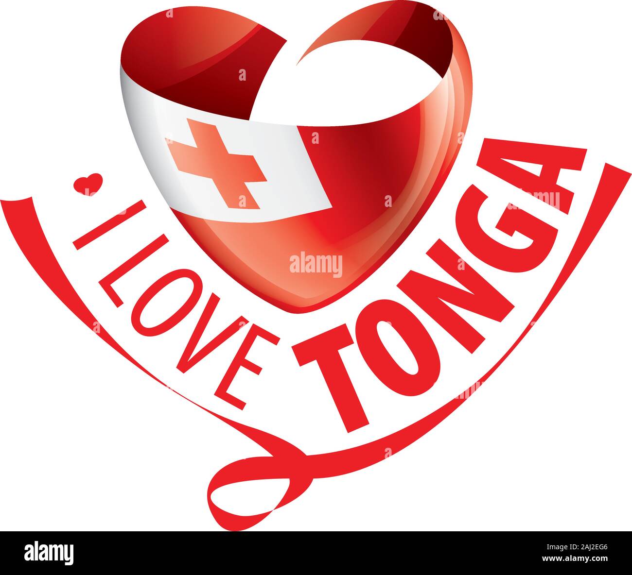 The national flag of the Tonga and the inscription I love Tonga. Vector ...
