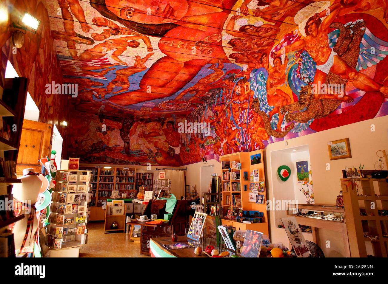 Mural in the Public Library gift shop in San Miguel de Allende, Mexico ...