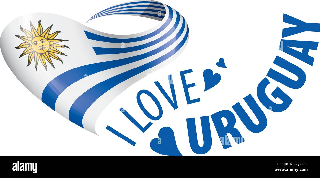 The national flag of the Uruguay and the inscription I love Uruguay ...