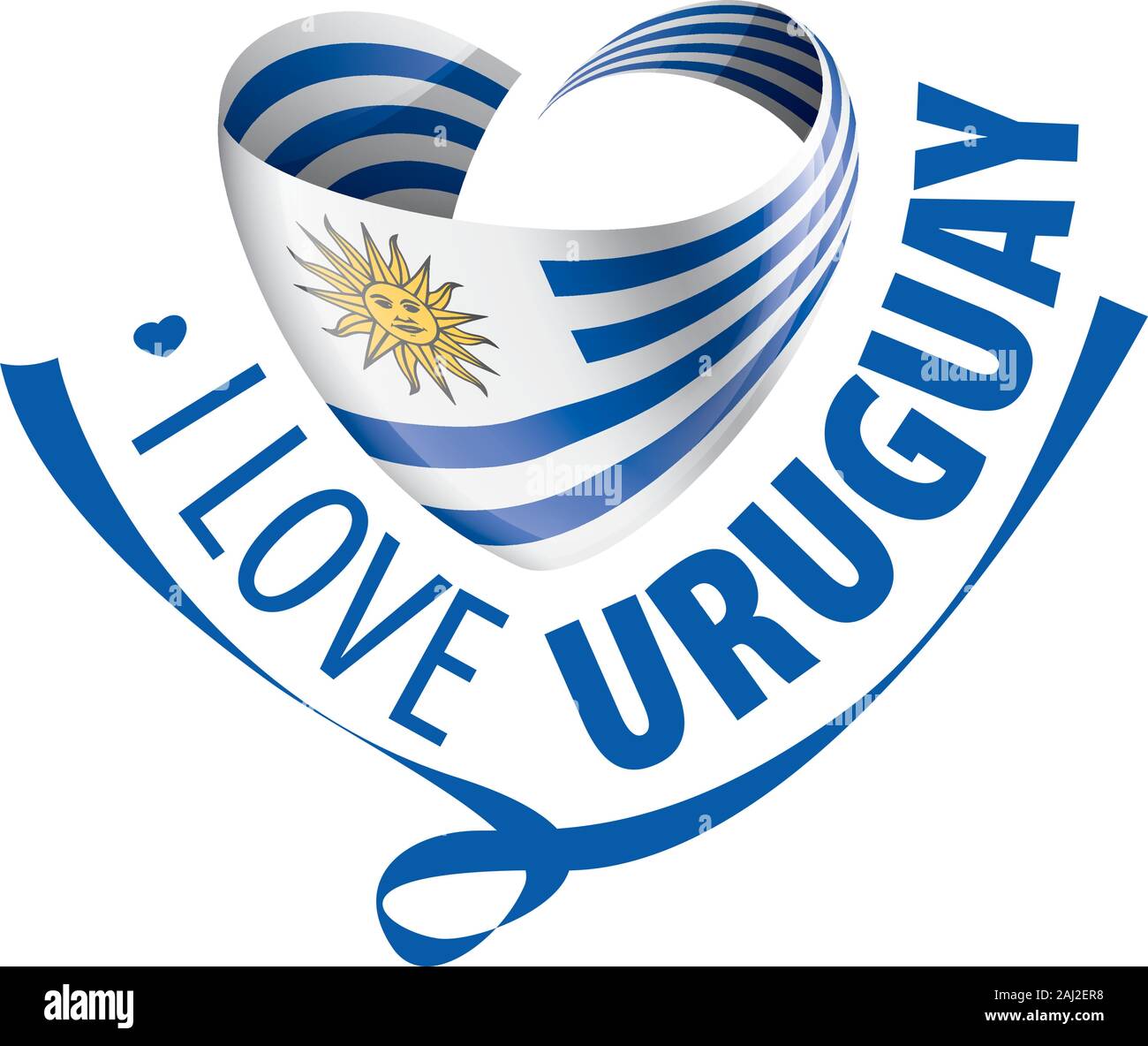 The national flag of the Uruguay and the inscription I love Uruguay ...