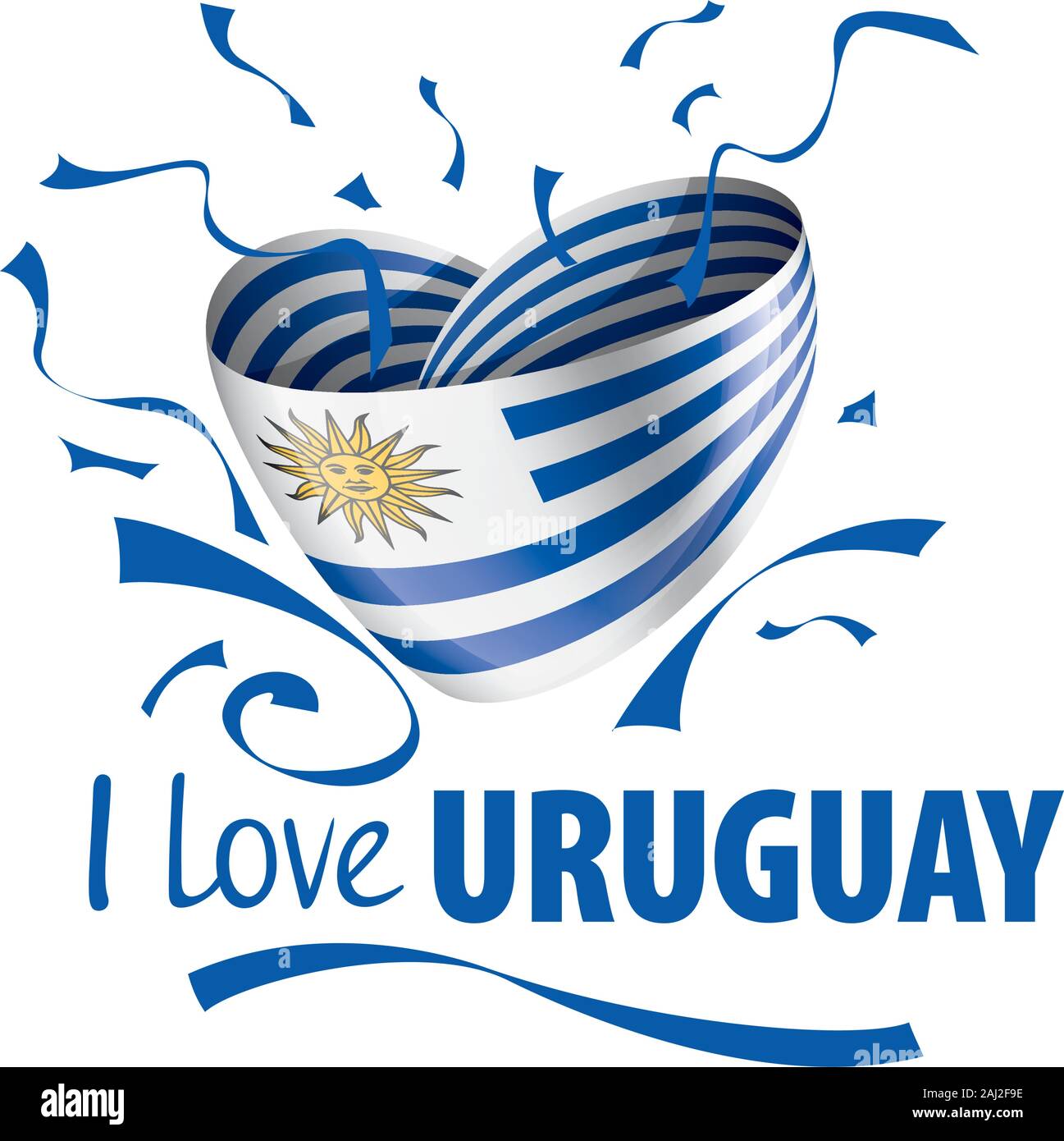 The national flag of the Uruguay and the inscription I love Uruguay ...