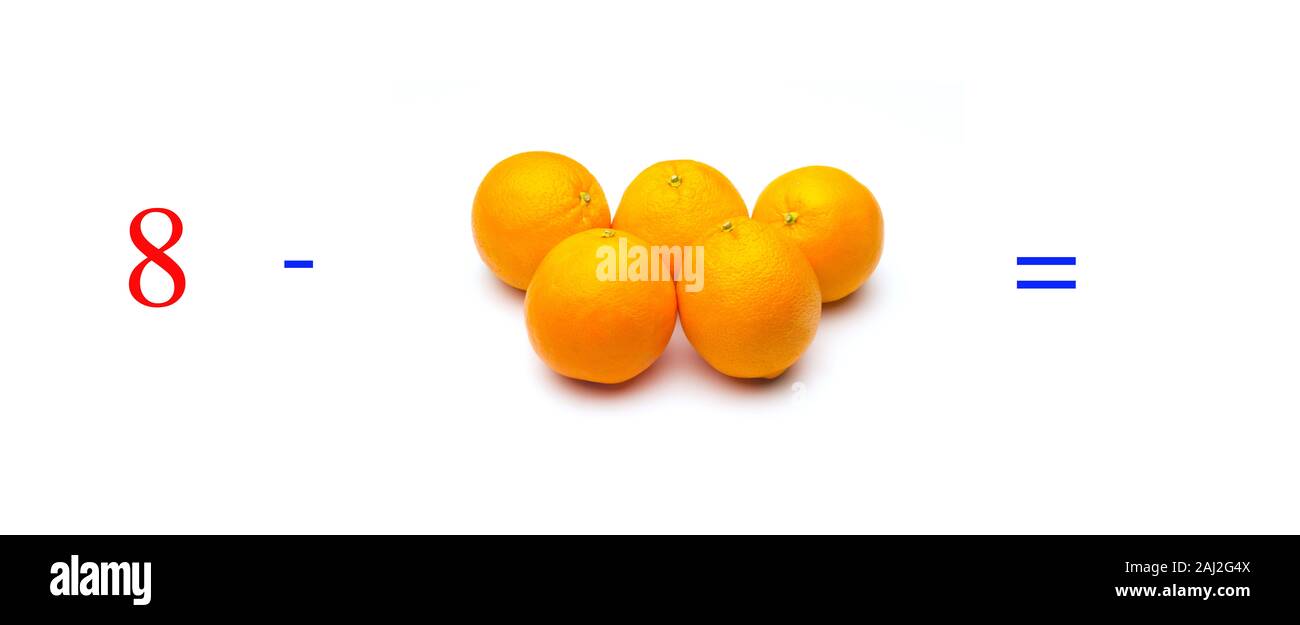 Simple subtraction problems with oranges, mathematical problems for ...