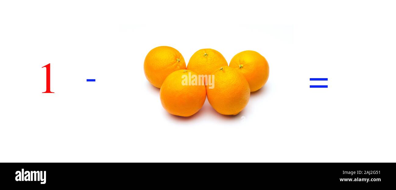 Simple subtraction problems with oranges, mathematical problems for ...