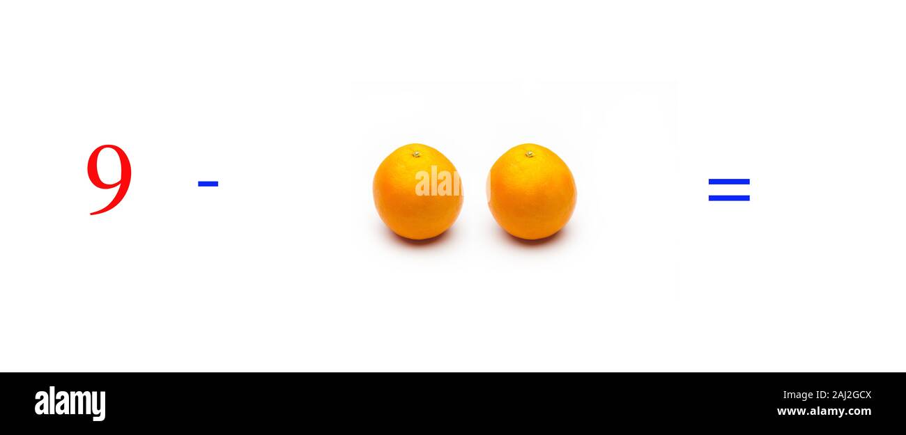 Simple subtraction problems with oranges, mathematical problems for ...