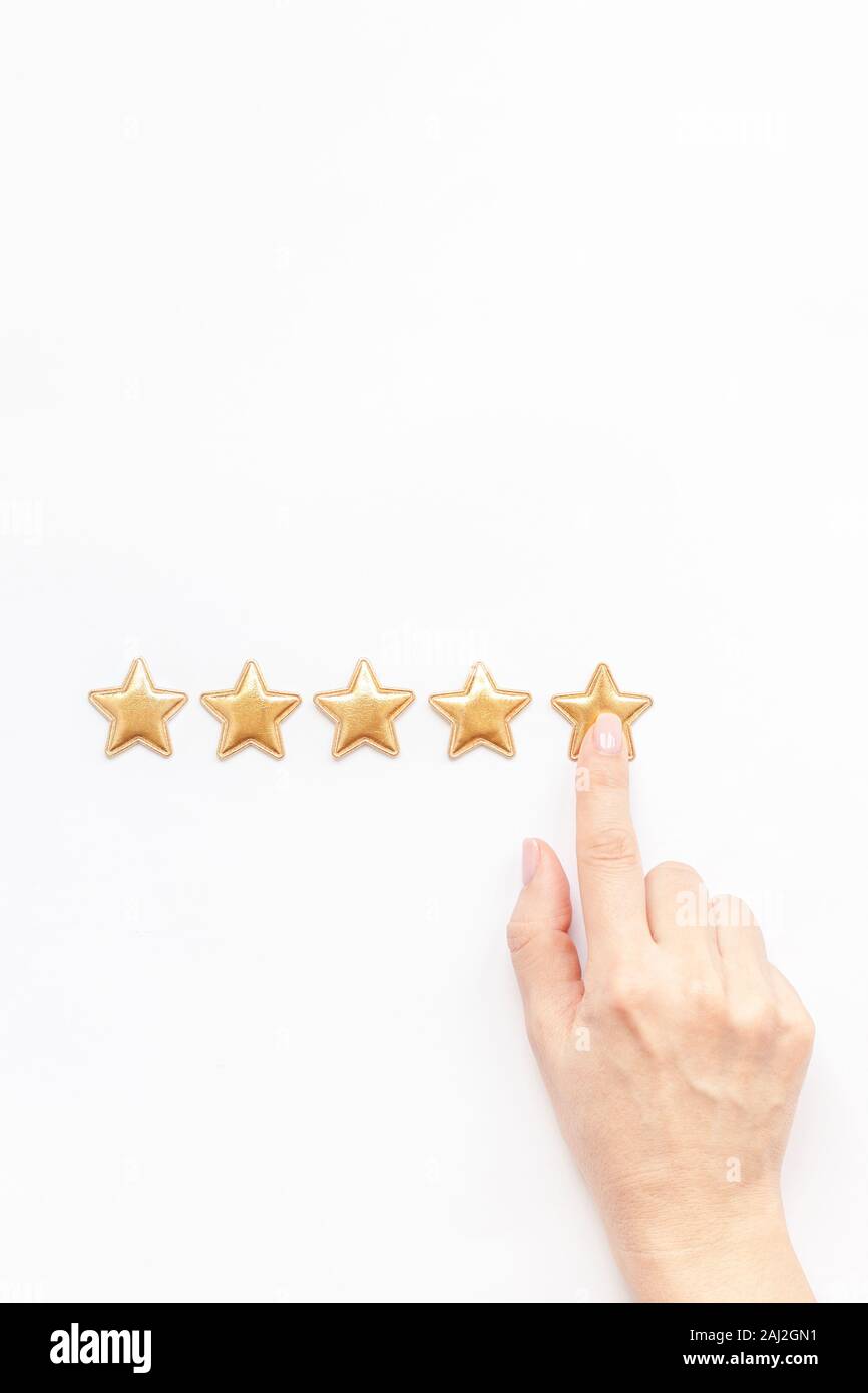 Customer Experience Feedback Concept. Golden five 5 stars, best ...