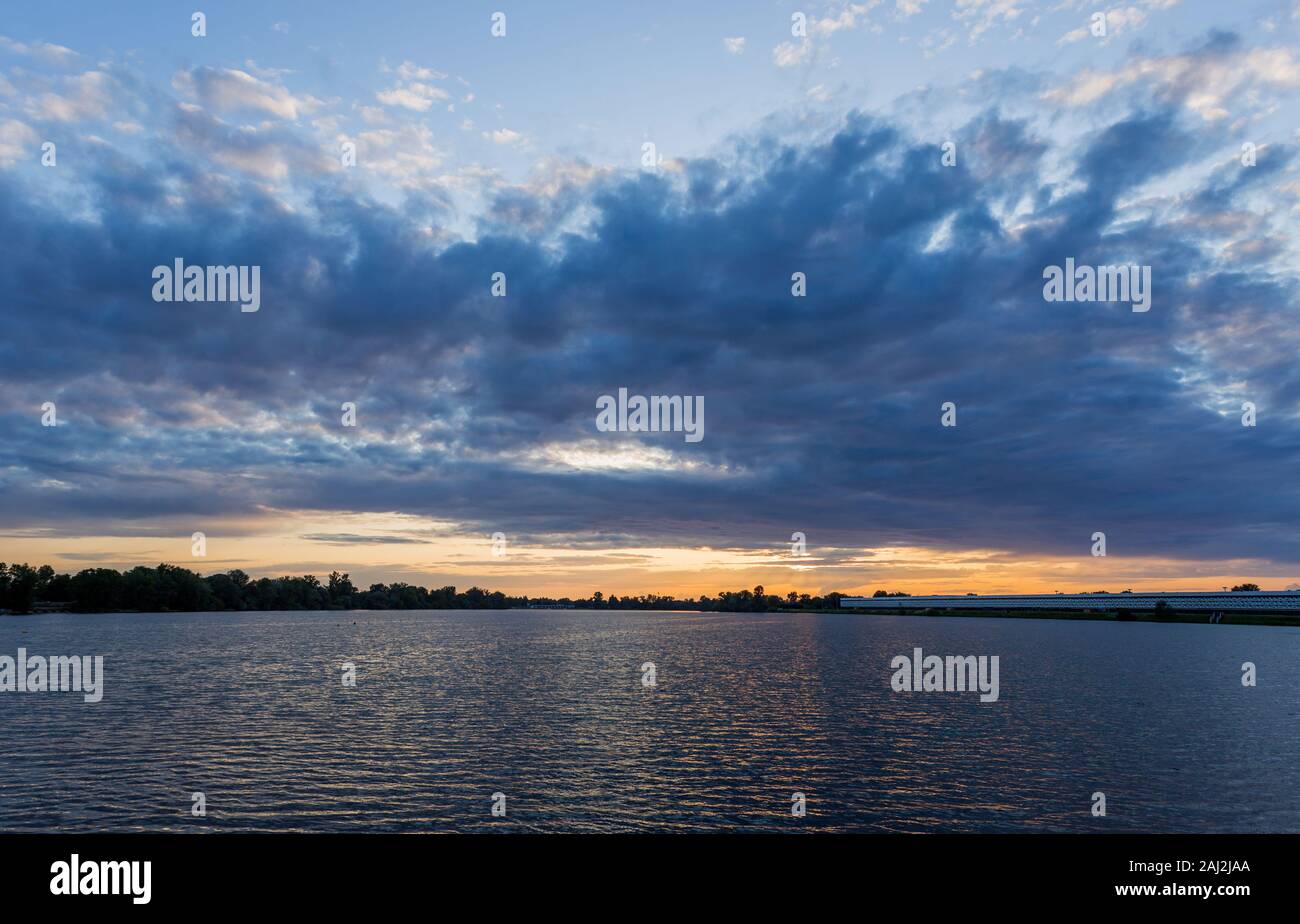 Beautiful sunset at the lake, Bordeaux Lac. France Stock Photo - Alamy