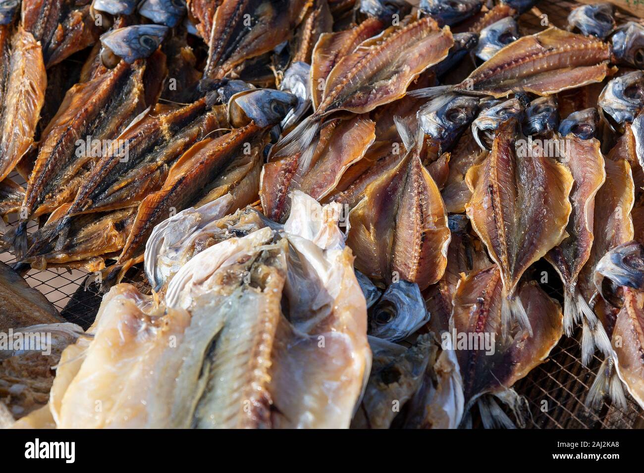 Drying of fresh fish on sunlight and wind Stock Photo - Alamy