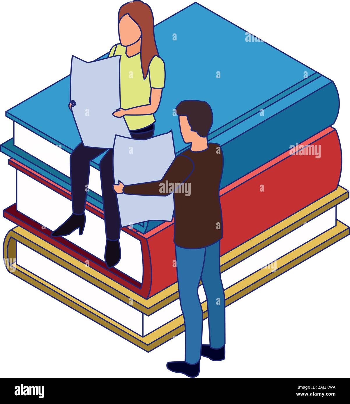 books and people reading around, colorful design Stock Vector Image ...